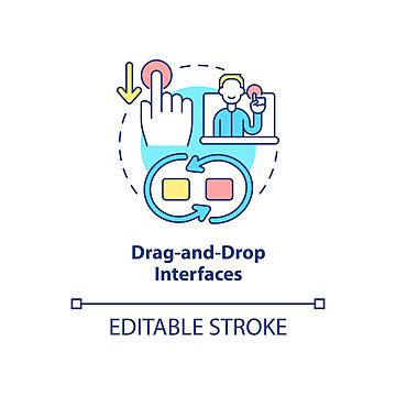 Drag And Drop Interfaces Turquoise Concept Icon Round Drawing Platform
