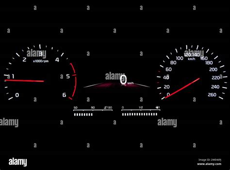 Close Up Shot Of Speedometer In Car Car Dashboard Dashboard Details With Indication Lamps Car