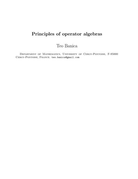 Pdf Principles Of Operator Algebras