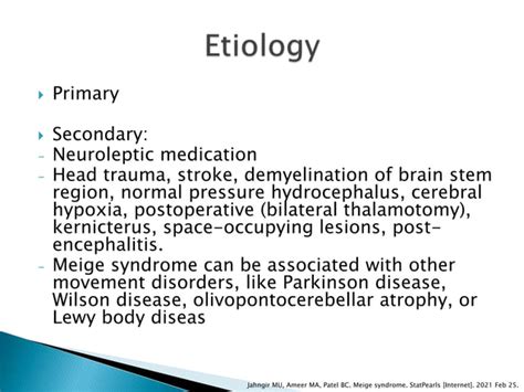 Meige Syndrome Pptx Brain And Nervous System Disorders Diseases