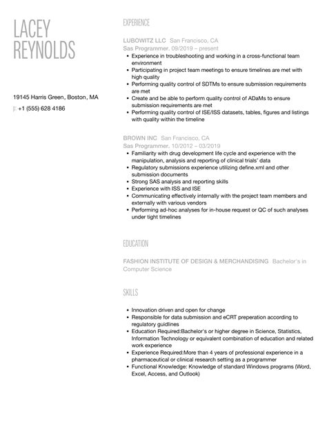 Sas Programmer Resume Samples Velvet Jobs