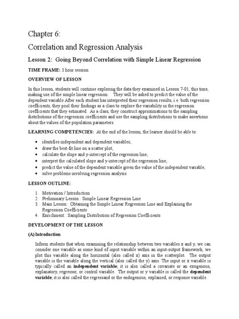 Lesson 6 02 Regression 2 Pdf Regression Analysis Correlation And Dependence