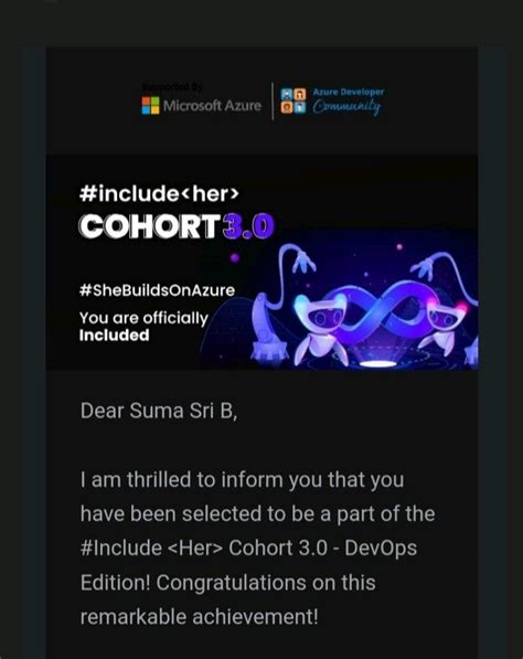 Suma Sri Bachu On Linkedin Include Shebuildsonazure Opportunity