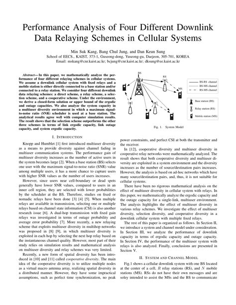 Pdf Performance Analysis Of Four Different Downlink Data Relaying Schemes In Cellular Systems