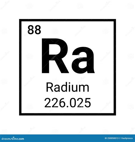 Radium Symbol Chemical Element Of The Periodic Table Vector Stock Illustration