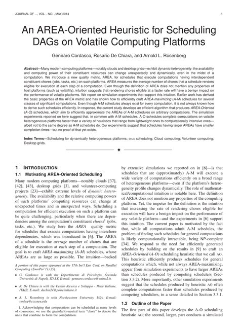 Pdf An Area Oriented Heuristic For Scheduling Dags On Volatile