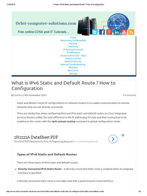 What Is Ipv6 Static And Default Route How To Configuration Pdf I