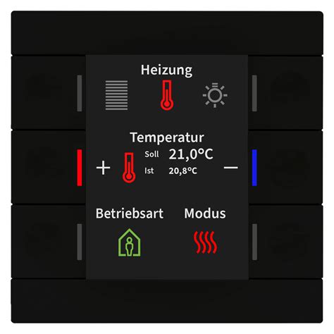 KNX Push Button Smart 86 With Colour Display And Temperature Sensor Black Matt Finish 2ctrl