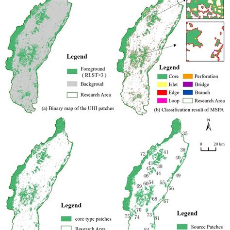 The Process Of Selecting The Source Patches A Binary Map Of The Uhi Download Scientific