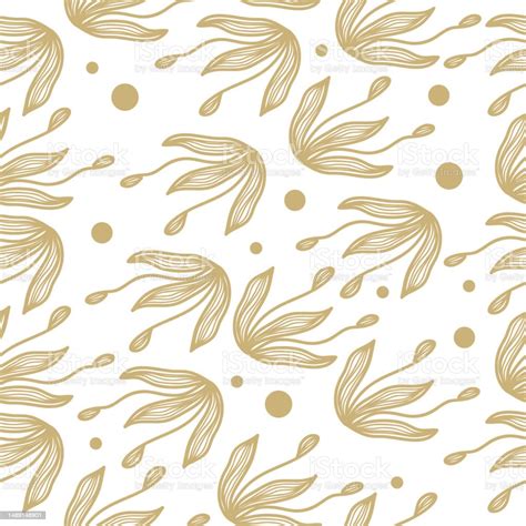 흰색 바탕에 매끄러운 크림 꽃무늬 패션 벽지 포장지 배경 직물 섬유 의류 및 카드 디자인을 위한 꽃 모티브 0명에 대한 스톡 벡터 아트 및 기타 이미지 Istock