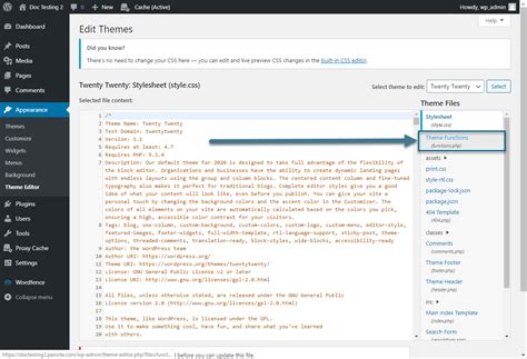 ¿cómo editar el archivo functions php de wordpress dongee