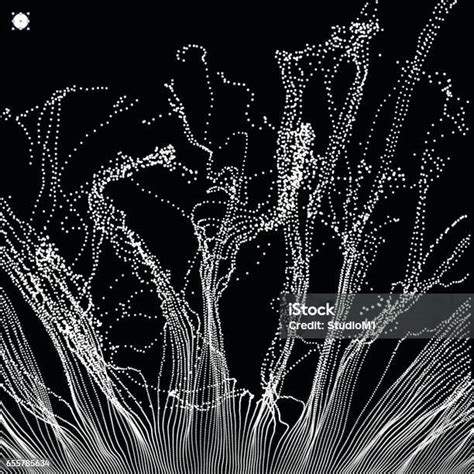 파도 배경입니다 점으로 그림 입자가 있는 네트워크 설계 3차원 형태에 대한 스톡 벡터 아트 및 기타 이미지 3차원 형태 가리기 검은색 Istock