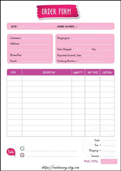 Small Business Free Printable Order Forms For Crafts Printable Word