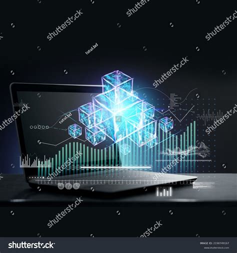 Hologram Virtual Blocks Blockchain Technology Analytical Stock