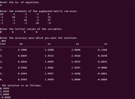 Gauss Seideliterative Method For System Of Linear Equations C