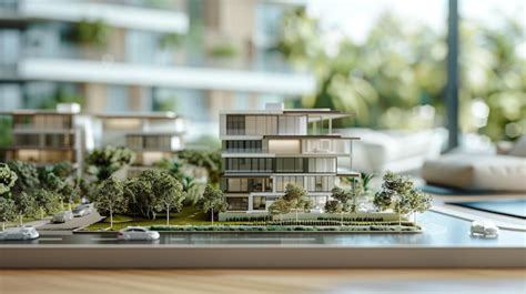 Premium Photo Building Model Table Real Estate Marketing Strategy Meeting Planning Col Concept