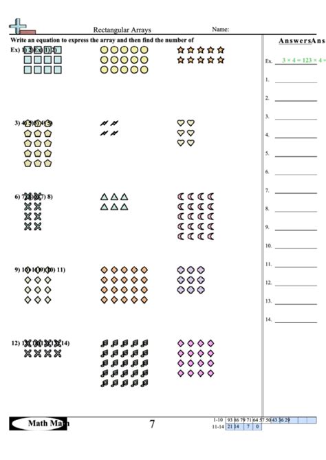 Rectangular Arrays Worksheet Printable Pdf Download