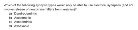 Solved Which Of The Following Synapse Types Would Only Be