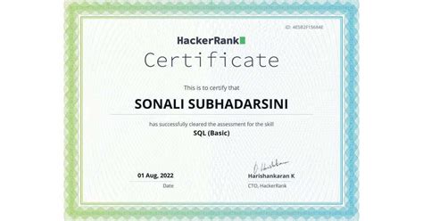 Sonali Subhadarsini On Linkedin Hackerrank Skill Certificate