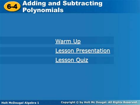 Adding And Subtracting Polynomials Ppt