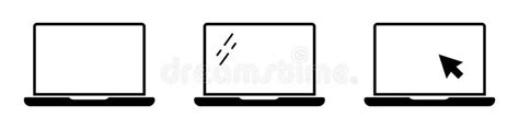 Laptop Icons Set Laptop With Pointer Or Cursor On Screen Icon Stock