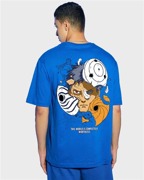 Buy Mens Blue Uchiha Obito Graphic Printed Oversized T Shirt Online At