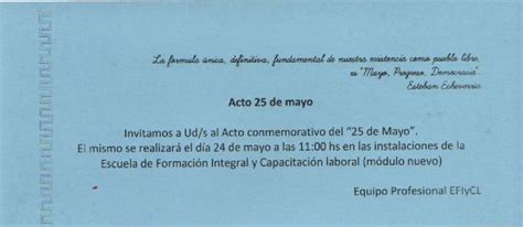 Invitación Al Acto Del 25 De Mayo Apadim Córdoba