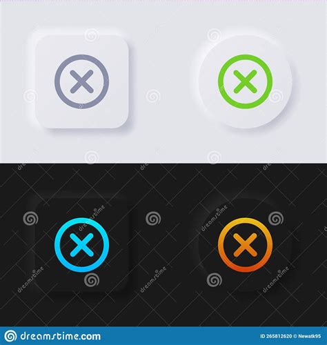 Cross Icon Set Multicolor Neumorphism Button Soft UI Design Stock Vector Illustration Of