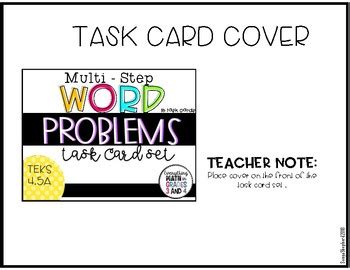 Multi Step Word Problem Task Cards TEKS 4 5A TpT