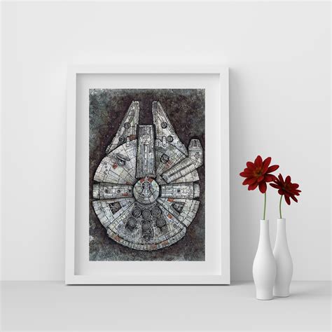 Millennium Falcon Art Print Star Wars Original Watercolor Etsy