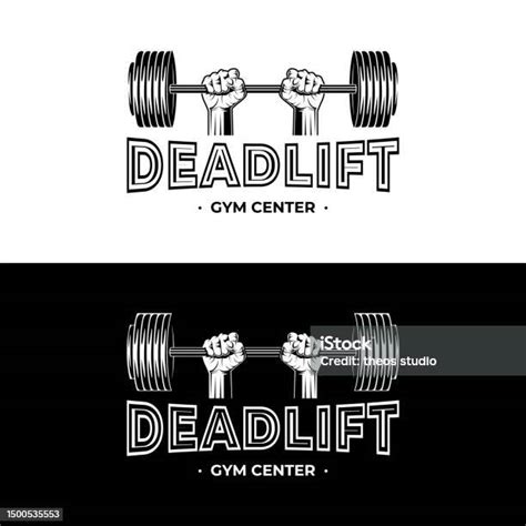 거칠고 강하게 꽉 쥔 주먹이 바벨이나 덤벨을 들어 올리는 그림 역도 체육관 피트니스 스포츠 클럽 빈티지 복고풍 엠블럼 배지 라벨 로고 디자인 거친에 대한 스톡 벡터 아트 및