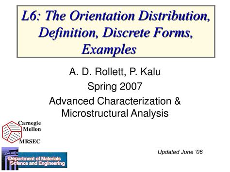 Ppt L6 The Orientation Distribution Definition Discrete Forms