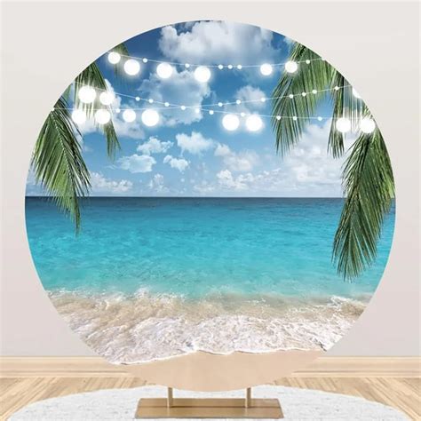 Coastal Sandy Beach Leaves Round Summer Backdrop Aperturee