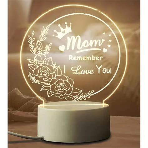 1pc 크리 에이 티브 아크릴 3d 밤 빛 자료 Led 책상 빛 축복 선물 엄마의 날 Temu Korea