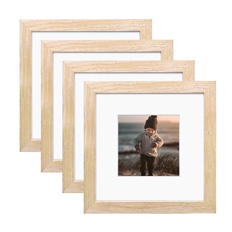 Kinlink 7x7 Picture Frames Natural Wood Frames With Acrylic Plexiglass