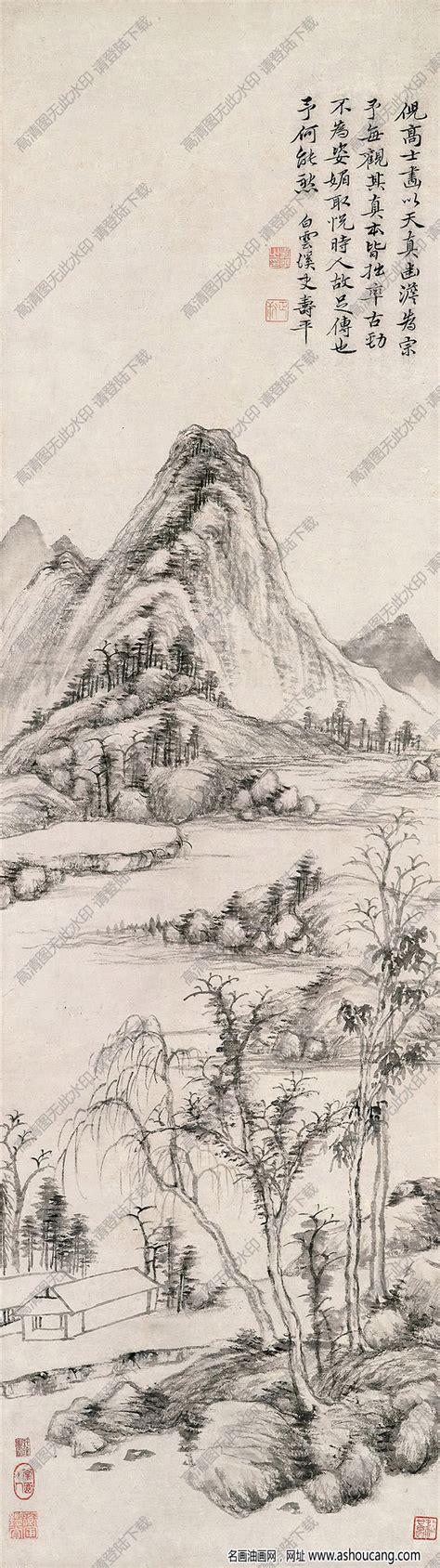 恽寿平国画 疏林远岫 高清大图下载 名画油画网