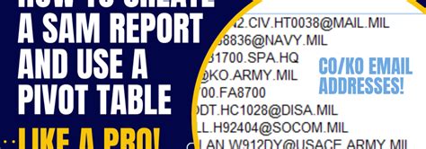 How To Create A Sam Report And Use A Pivot Table Like A Pro Federal Access Program
