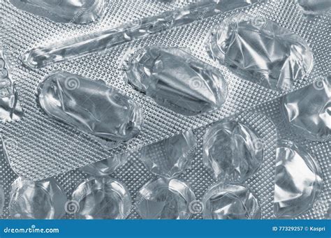 Empty Pill Blister Background Multiple Emptied Tablet Blisters Silver