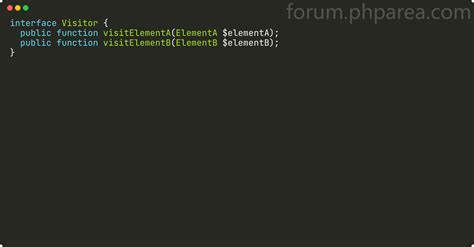 how to implement the visitor design pattern in php for performing
