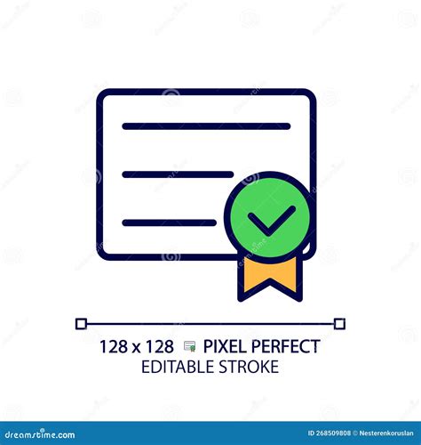 Diploma With Check Mark Pixel Perfect RGB Color Icon Stock Vector Illustration Of Approved