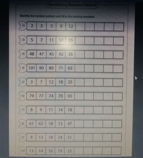 Solved Identifying Number Pattern Identify The Number Pattent And Fill In The Missing Numbers
