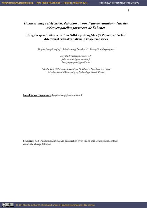 Pdf Using The Quantization Error From Self Organizing Map Som Output For Fast Detection Of