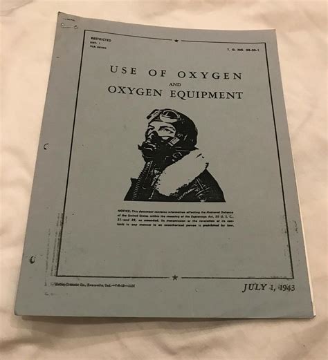 Ww2 1943 Use Of Oxygen And Equipment Technical Manual Ww2 To 03