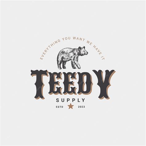 Premium Vector Teedy Bear Supply Retro Vintage Logo Company
