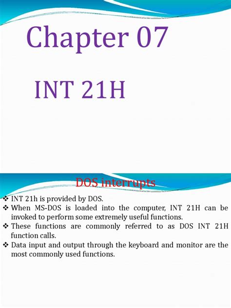 Chapter 7 Int 21h Pdf Parameter Computer Programming Subroutine