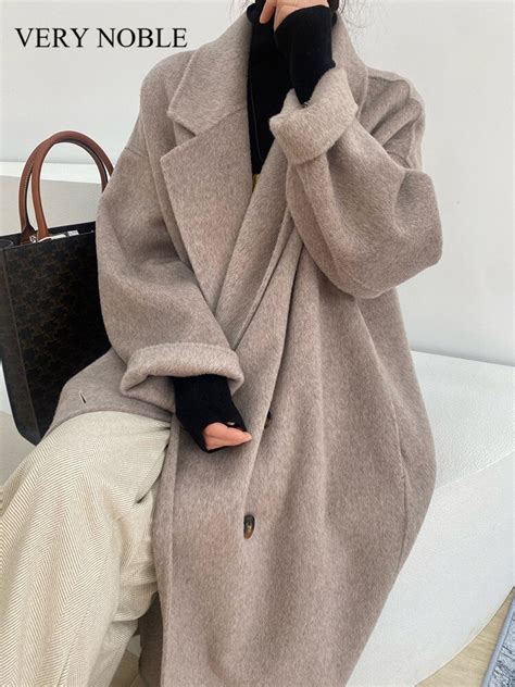 여성용 캐시미어 코트 재킷 롱 레이스 모직 코트 느슨한 바람막이 울 재킷 매우 고귀한 겨울 패션울 And 블렌드 Aliexpress