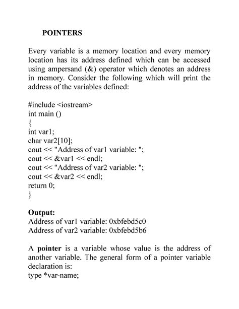 Pointers Notes Pointers Every Variable Is A Memory Location And