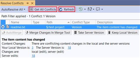 Resolve Team Foundation Version Control Conflicts Azure Repos