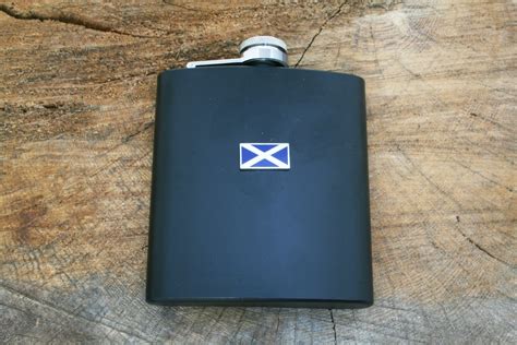 Scottish Flag Matte Black 6oz Hip Flask Personalised Free Engraving