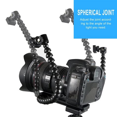 Flexible Dual Arm Camera Flash Bracket Holder Two Vicedeal